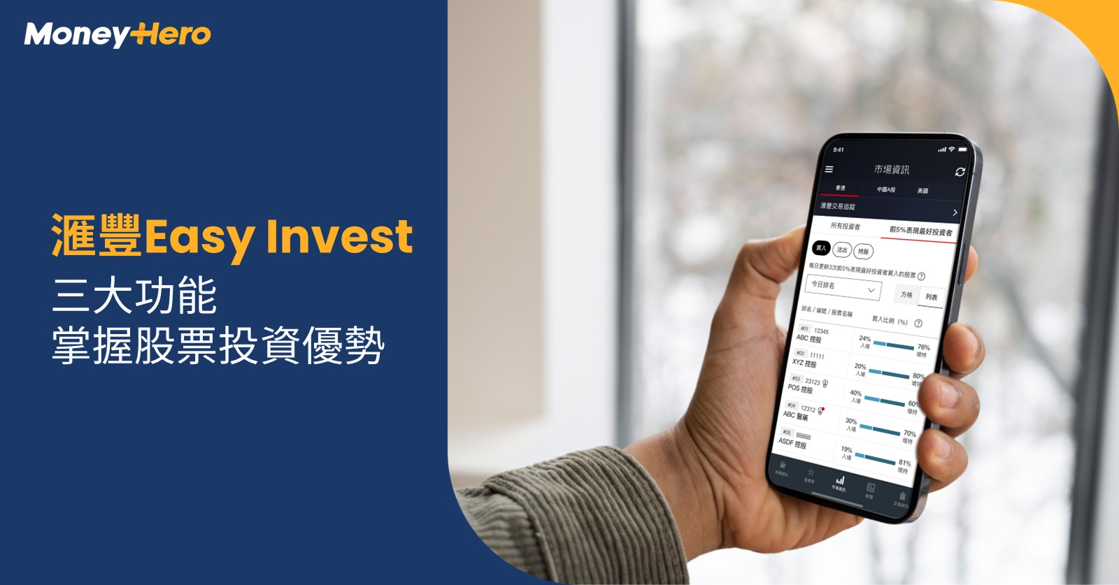 【滙豐Easy Invest】股票數據分析 掌握大市脈搏 享股票佣金優惠兼10厘港元定存